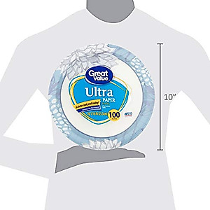 Great Value Ultra Disposable Dinner Paper Plates, 10 1/16", 100 Count