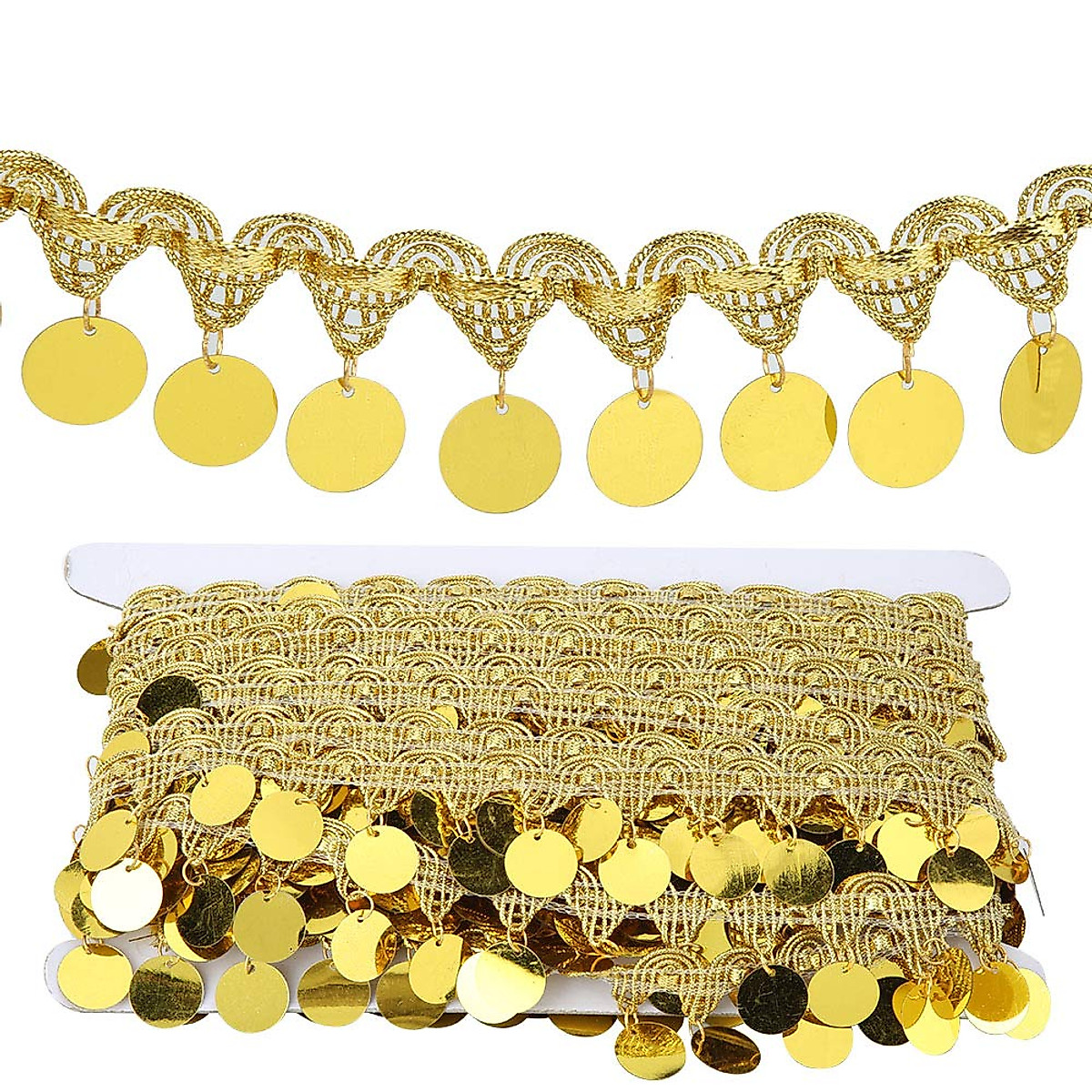 Belly Dance Hip Scarf, 10 Yards Belly Dance Tassel with Bling Sequins, Belly Dance Costume Accessory for Women