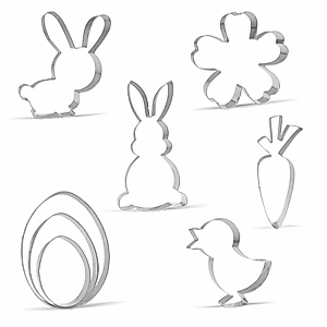 Large Easter Cookie Cutter Set - 8 Piece - Bunny, Rabbit, Flower, Carrot, Chick, Easter Egg - Stainless Steel