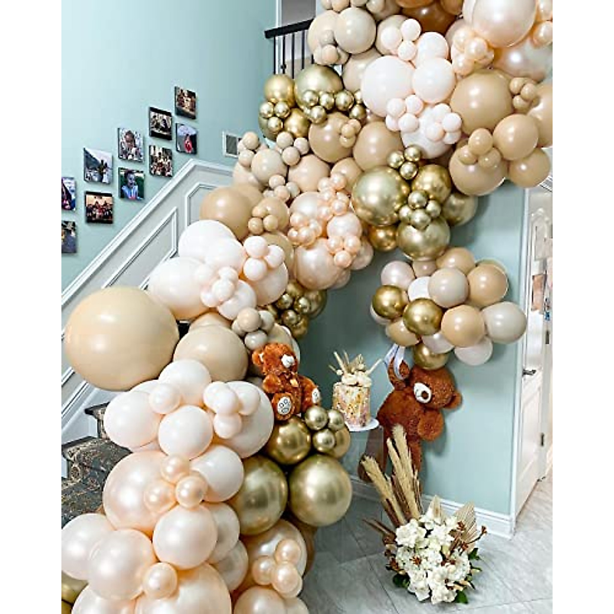 Nude Balloons Arch Garland Double Stuffed Blush Tan Brown Beige Cream Gold Metallic Balloons Latex Neutral Balloon Arch Kit For Boho Baby Shower Birthday Bridal Anniversary Party Decorations
