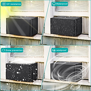Fivebop Window Air Conditioner Insulation Cover for Outside Units 3 Layer Winter Dustproof Waterproof Outdoor Window AC Cover with Adjustable Straps (25.5"Lx18"Hx20.5"D)