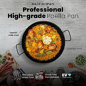 Machika Paella Pan| Professional Induction Cookware| Enameled Steel Nonstick Pan for Cooking Mediterranean Food, Steaks & More | Ideal for Restaurants, Catering, Events | 2 Servings | 13 in |