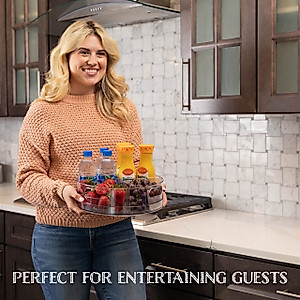 Lazy Susan Turntable - Clear Acrylic, Removable Sections, Rotates 360 Degrees. Easily Organize Your Fridge, Cabinet or Counter. Great Carousel Storage for Food, Spices, Cosmetics. (4-Sections)