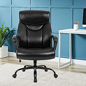 Big and Tall Office Chair 500lbs Wide Seat Ergonomic Desk Chair with Lumbar Support Arms High Back PU Leather Executive Task Computer Chair