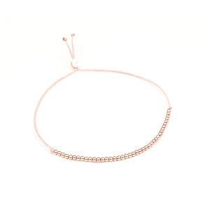 Lucky Feather 40th Birthday Gifts for Women, 14K Rose Gold Dipped Beads Bracelet on Adjustable 7"- 8" Cord - Perfect 40th Birthday Gift Ideas for Her (rose-gold-plated-base)