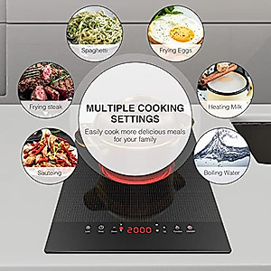 VBGK Electric Cooktop, Electric Stove Top with Touch Control, 9 Power Levels, Kids Lock & Timer, Hot Surface Indicator, Overheat Protection,110V 2000W induction cooktop
