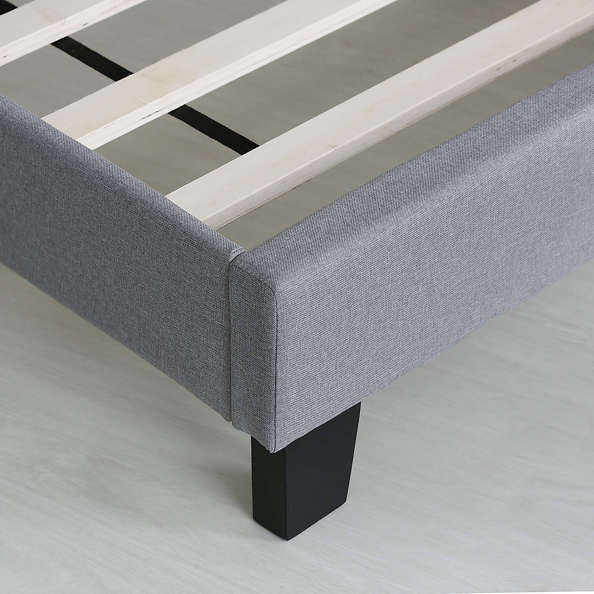 Furinno Laval Button Tufted Upholstered Platform Bed Frame, Twin XL, Glacier