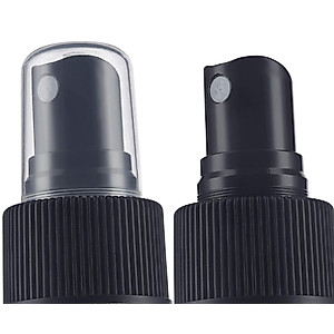 JUVITUS 4 oz Clear Natural Refillable Plastic Squeeze Bottle with Black Fine Mist Sprayer - (6 Pack)