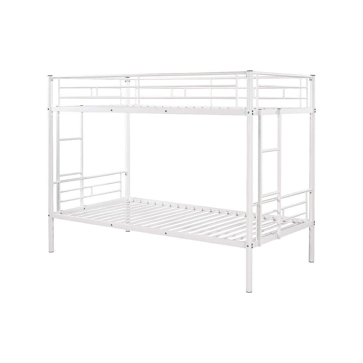 MWrouqfur Twin Over Metal Bunk Bed,Sturdy Heavy Duty Beds with 2 Side Ladders,Space Saving,No Noise,No Box Spring Needed,for Boys Girls Teens Adults