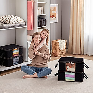 Lifewit 2 Pack Under Bed Storage Containers, Bundle with 4 Pack 35L Clothes Storage Bags, Black