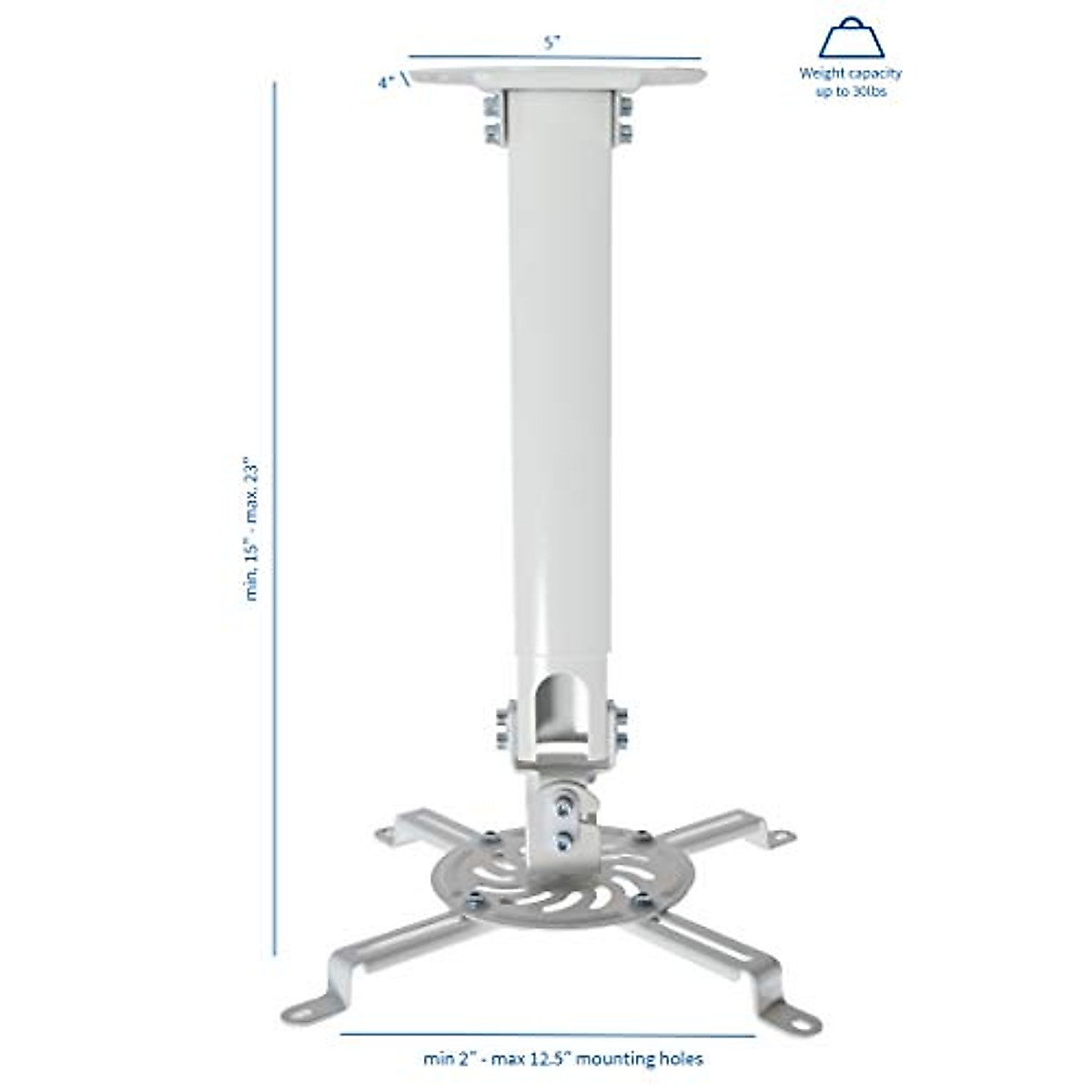 VIVO Universal Extending Ceiling Projector Mount, Height Adjustable Projection, White, MOUNT-VP02W