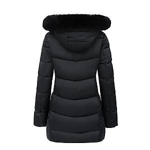 MOERDENG Women's Winter Windproof Warm Down Coats Waterproof Thicken Hooded fashions Puffer Jacket Black 01-XL