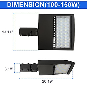 OSTEK 100W LED Parking Lot Light,14000lm (140lm/w) 5000K LED Shoebox Light -Slip Fitter Mount Outdoor Area Street Lighting [200-350W HID/HPS Equiv.] Commercial Outdoor Lighting 100-277V,UL&DLC Listed