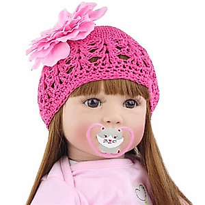 Zero Pam Pinky 24 inch 61cm Lovely Reborn Baby Girl Dolls Toddler Realistic Looking Life Like Baby Doll Vinyl Silicone Long Hair Babies Toy