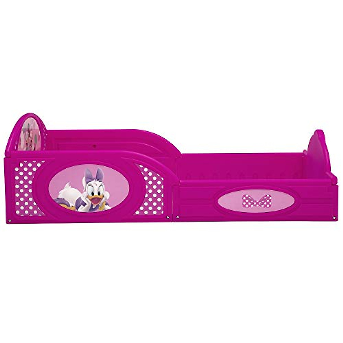 Delta Children Disney Minnie Mouse Plastic Sleep and Play Toddler Bed with Attached Guardrails
