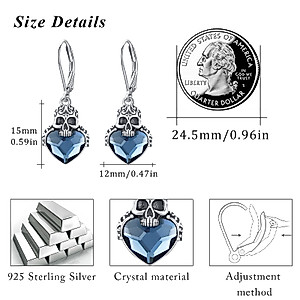 Skull Earrings for Women 925 Sterling Silver Skull Dangle Drop Earrings Gothic Earrings Skull Crystal Earrings Skull Jewelry Gifts for Women