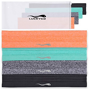 Workout Headbands for Women Men, Highly Absorbent Non-slip Sweatbands, Super Soft Stretchy Bandana Headband, Sweat Wicking Head Band for Sports Fitness Fashion Running Yoga Exercise Tennis (4-pack)