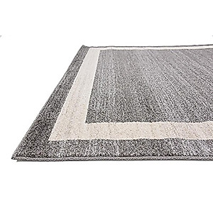 Unique Loom Del Mar Collection Area Rug-Transitional Inspired with Modern Contemporary Design, Rectangular 5' 0" x 8' 0", Gray/Ivory