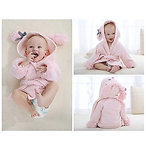 Infant Girl Bathrobes Wash Waddle Pink Dog Hooded Robe Girls bath robe towel Terry 2-3 Year Ultra Absorbent (Pink, M)