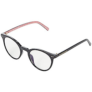 Kate Spade New York Women's Misa Blue Light Reading Glasses Round, Black/Demo Lens, 49mm, 21mm + 1.5