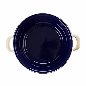 BK Indigo Dutch Heritage Round German Enamelled Casserole with Lid with PFAS-Free Ceramic Non-Stick Coating, 26 cm/5.2 Litre, Induction, Dishwasher Safe, Oven Safe, Cream