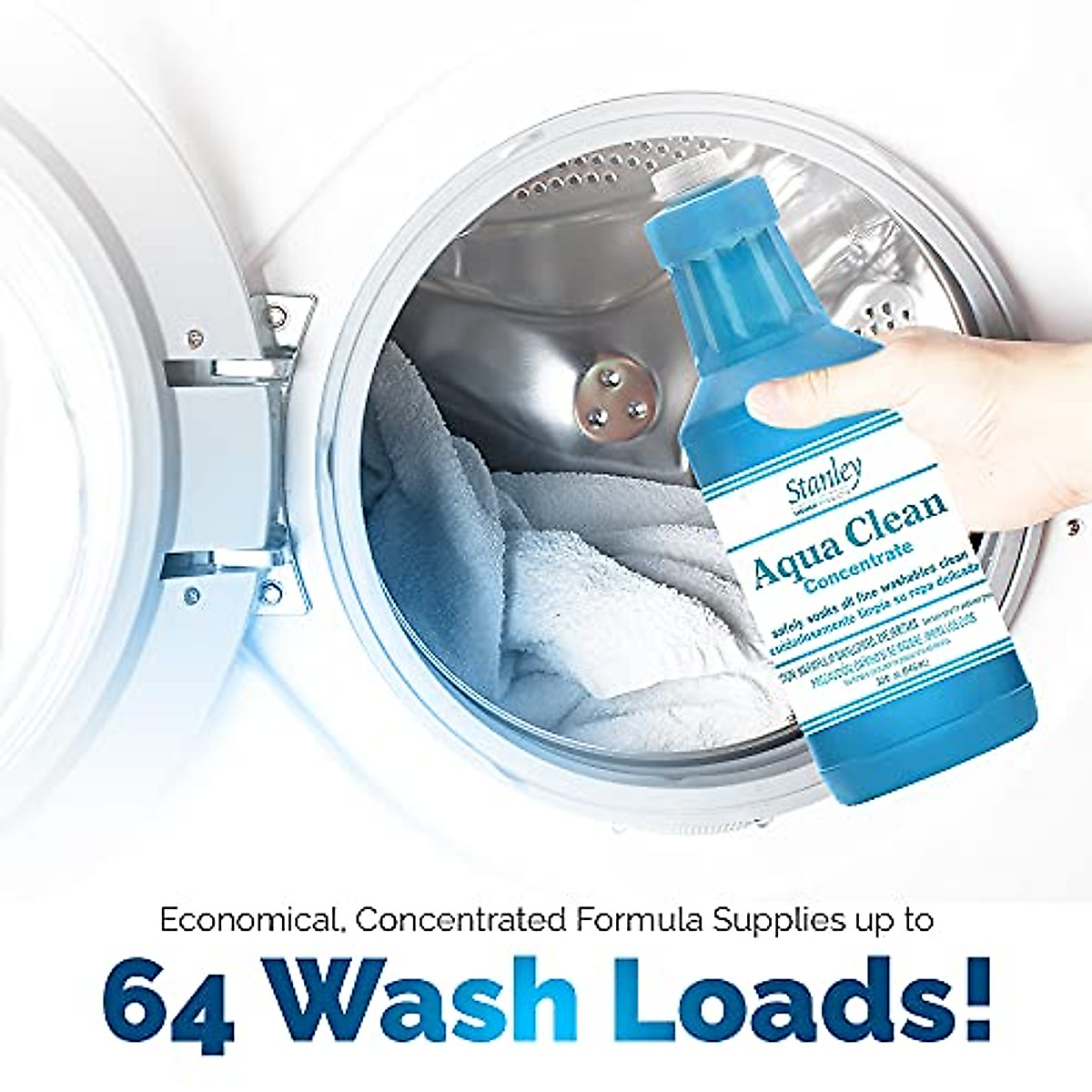 Stanley Home Products Aqua Clean Concentrate - Delicate Laundry Detergent - Gentle Formula Effectively Cleans Tough Stains in Minutes Protects Fine Wool Knits and Other Fabrics Wash Up to 64 Loads