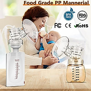 Double Electric Breast Pump with Baby Bottles PPSU, Portable Breast Pumps with 3 Modes and 9 Levels, Strong Suction, Pain Free, 2 Size Flanges, Rechargeable Milk Extractor for Home and Travel