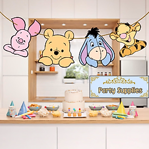 Winnie Banner for Baby shower Decorations The Pooh Birthday Banner Cute Winnie and Friends Party Supplies Winnie Theme Party Favor
