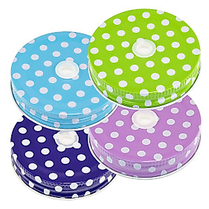 Southern Homewares Polka Dot Pattern Mason Jar Lids for Straws Set of 4 Fun Jar Lids Kids Colorful Jar Lids Straw Holes Small