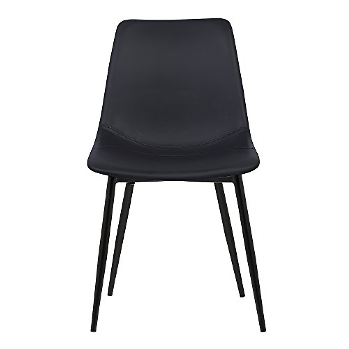 Armen Living Monte Dining Chair in Black Faux Leather and Black Powder Coat Finish,LCMOCHBLACK, Black