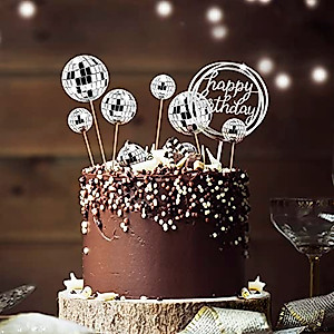 21 PCS Disco Ball Cake Decoration 1970s Disco Cake Decoration Disco Theme Cake Decoration for Birthday Christmas Disco Theme 70s Party Dance Party Supplies