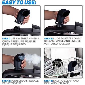 The Steam Boss - Steam Release Diverter | Kitchen Accessory Compatible with Instant Pot/Ninja Foodi/Crock Pot/Power Pressure Cooker XL | Accessories for all Quart Sizes, 3 mini 6, 8 | Home/RV (Black)