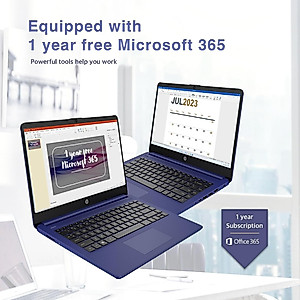 HP Stream 14" HD Ultral Light Laptop, 8GB RAM, 314GB Storage (64GB eMMC+250GB Portable SSD), Intel Quad-Core Processor, HDMI, Upto 11 hrs Long Battery Life, Office 365 1-Year, Win 11 S, Royal Blue