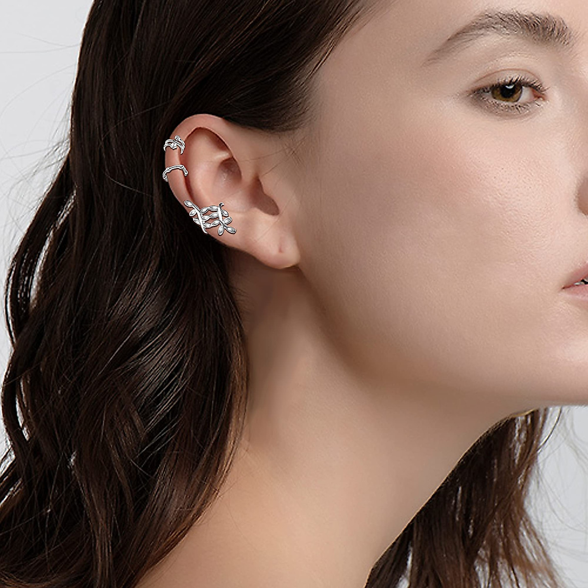 FIBO STEEL 20Pcs Ear Cuffs Earrings Set for Women Non-Piercing Dainty Cartilage Ear Clip On Wrap Earring Set Adjustable Silver Plated