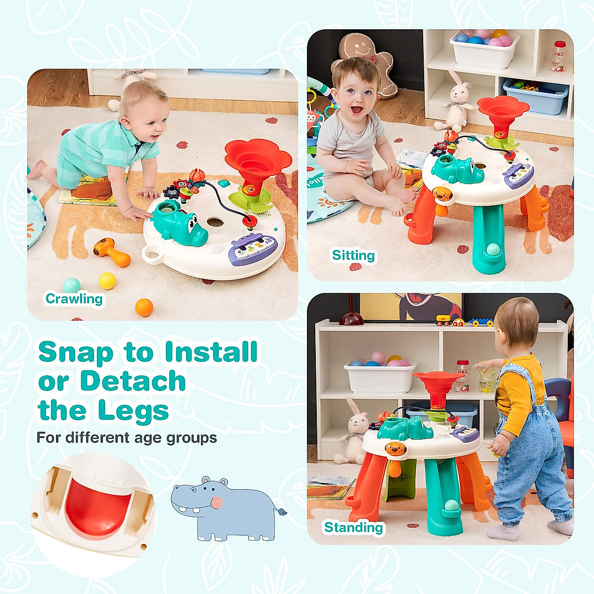 HONEY JOY Activity Table for Toddlers 1-3, Music Learning Table w/Fun Piano, Music&Lights, 3 Ball Games, Kids Discover Explore Activity Center, Baby Early Development Activity Toy for Boys Girls