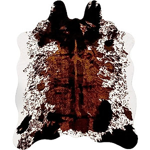 CONBEN Oversized Faux Cowhide Rug (6.3ft x 8.3ft) - Non-Slip Backing, Cow Print Decor - Farmhouse, Western Floor Rugs for Living Room, Bedroom, Dining Area or Office