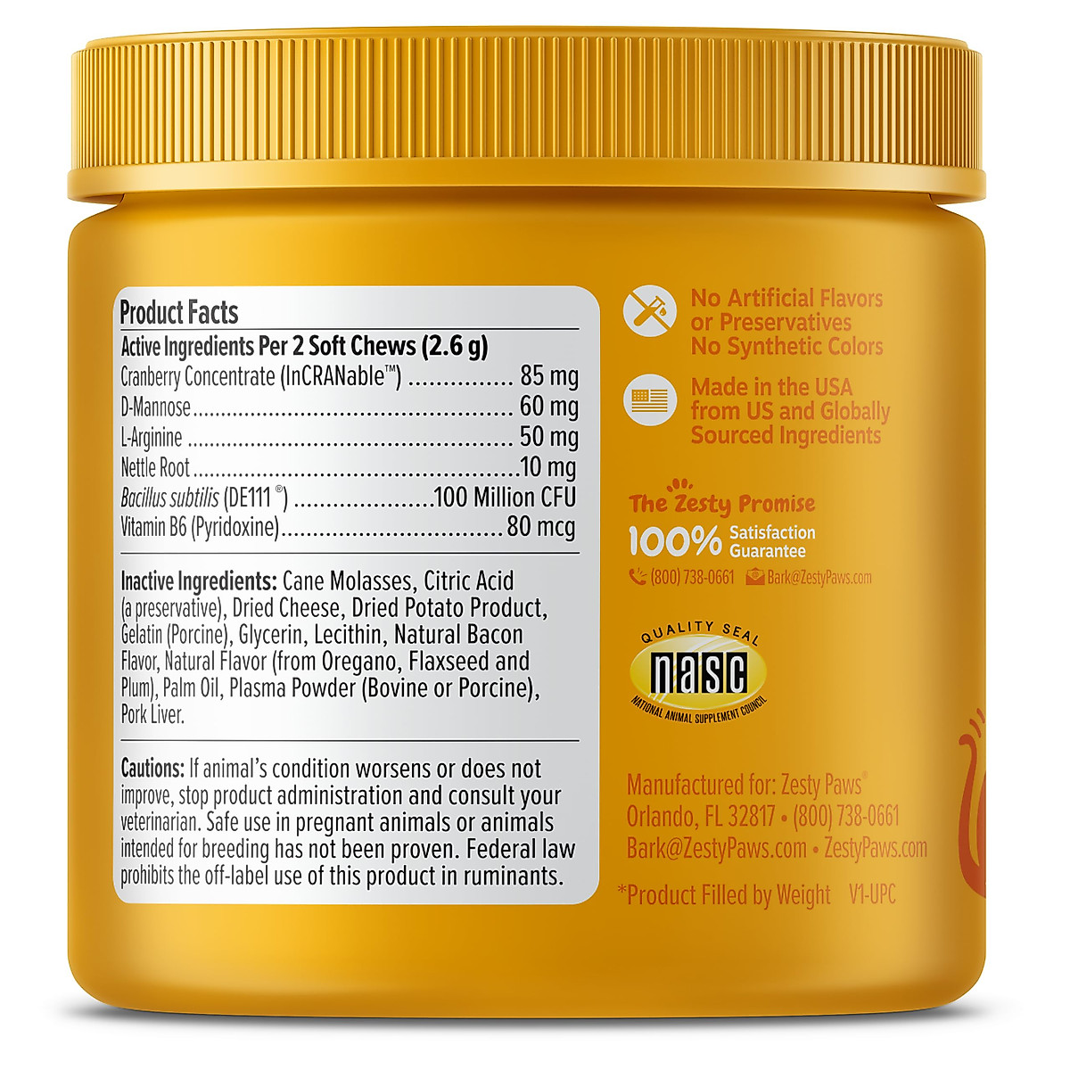 Zesty Paws Cranberry Urinary Tract Bites for Cats - Kidney & Urinary Tract Health - Soft Chews with D-Mannose, Vitamin B6 & L-Arginine - Immune & Gut Support - Bacon - 60 Count