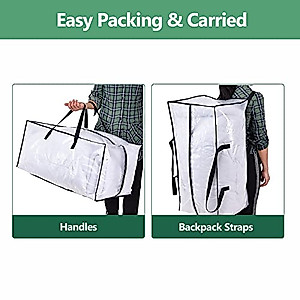 Kiffun Moving Bags Clear Heavy Duty Extra Large Tote Bag with Zippers Handles & Backpack Trap Easy Packing & Storage for Clothes Blanket 6 Pack