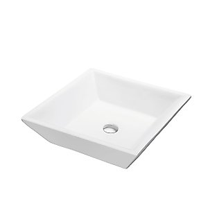 Vessel Above-Counter Square Ceramic Art Basin, White