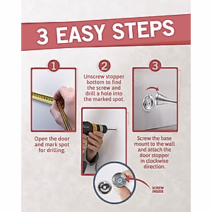 Jack N’ Drill 11-Pack Door Stopper 3 ¾-inch Heavy Duty and Flexible Door Stop to Protect Walls and Door Stops for Bottom of Door Home or Office, Easy to Install and 100% Child and Pet-Friendly