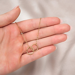 Suavell Best Friend Necklaces. Interlocking Circles, 18K Gold Plated Chain Necklace. Open Circle Necklace for Women. Friend Gifts for Women, Birthday Gifts for Women, Soul Sisters, Gift Ideas