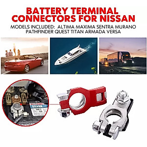Battery Terminals for Nissan, Positive and Negative 1 pair, Top Post Batteries Connectors with Plastic Bottoms, Automotive Accessories Universal for Nissan 243407F000 243407F001