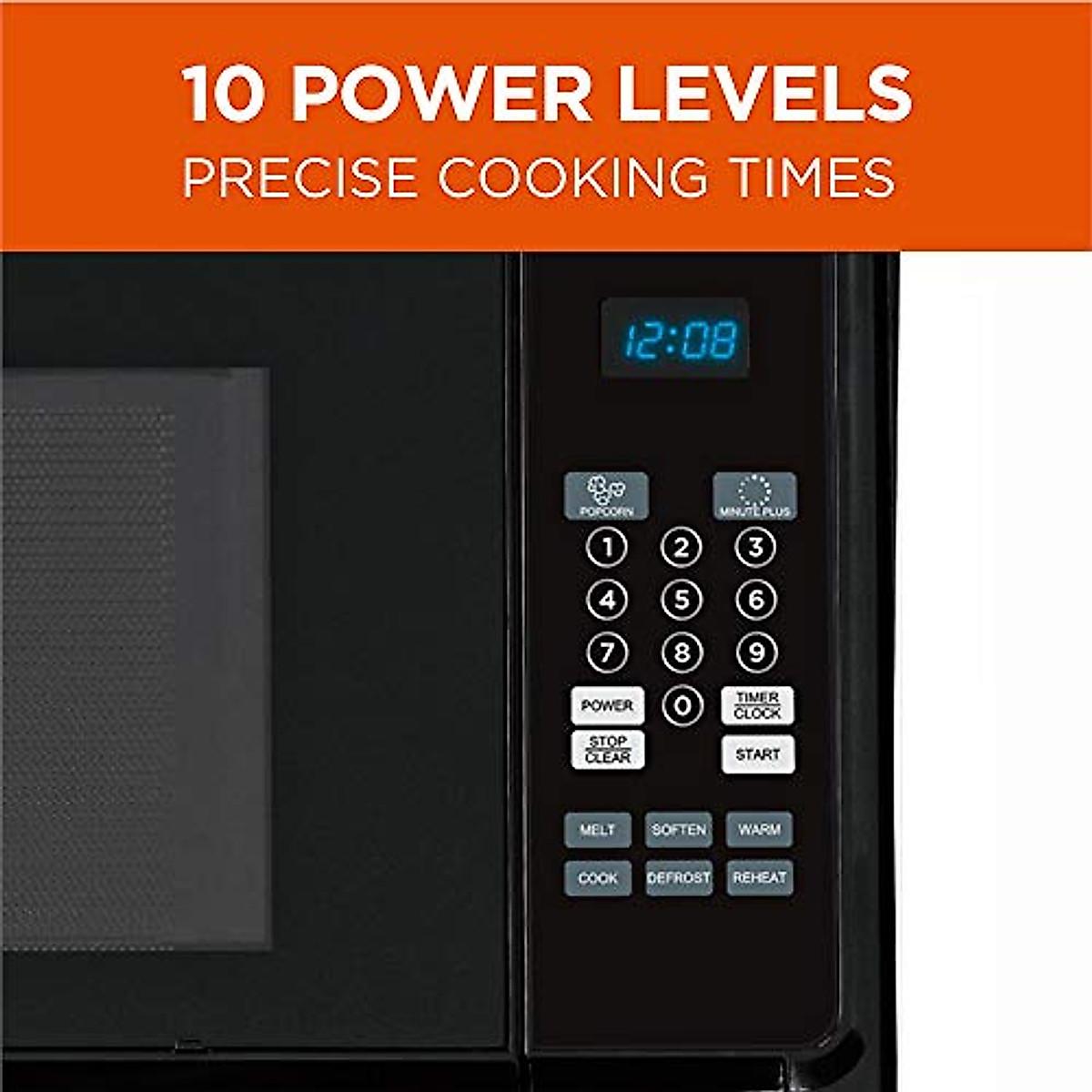 Commercial CHEF CHM14110B6CCountertop Microwave Oven - 1100 Watts, Small Compact Size, 10 Power Levels, 6 Easy One Touch Presets with Popcorn Button, Removable Turntable, Child Lock - Black