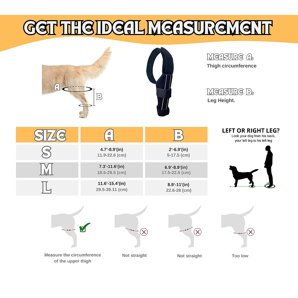 Dog Knee Brace, Hip Displaysia Dog Support Brace, Dog ACL Brace Hind Leg, Dog ACL Knee Brace, Dog Knee Brace for Luxating Patella, ACL Brace for Dogs Rear Leg, Dog Hip Support brace (L - Left)