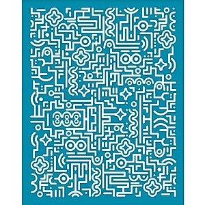 OLYCRAFT 4x5 Inch Abstract Maze Clay Stencils Maze Theme Silk Screen for Polymer Clay Floral Maze Silk Screen Stencils Mesh Transfer Stencils for Polymer Clay Jewelry Making
