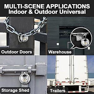 Vervida Keyed Padlock Stainless Steel Disc Lock with 3 Keys, 3/8 Inch Shackle 70mm, Heavy Duty Lock Outdoor Waterproof Storage Lock for Warehouse, Garage, Storage Locker, and Outdoors (1 Pack)