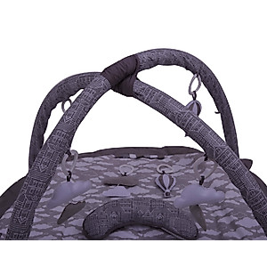 Bacati Clouds in The City Baby Play Gym with Mat, White/Grey