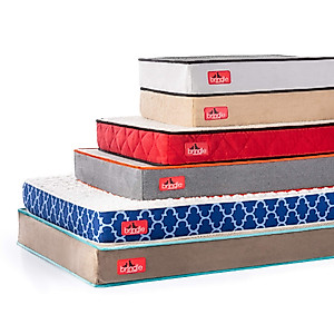 BRINDLE Waterproof Memory Foam Pet Bed - Removable and Washable Cover - 4 Inch Orthopedic Dog and Cat Bed - Fits Most Crates,Mocha Blue