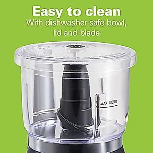 Hamilton Beach Electric Vegetable Chopper & Mini Food Processor, 3-Cup, 350 Watts, for Dicing, Mincing, and Puree, Black (72850)