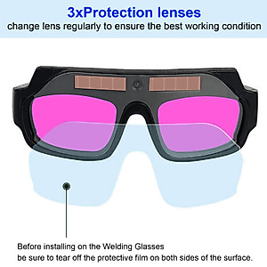 YIFUOK Solar Auto Darkening Welding Goggles Mask Helmet,Welding Glasses Protective Mask Automatic Dimming Professional Eye Protection Anti-Flog Anti-glare PC Glasses